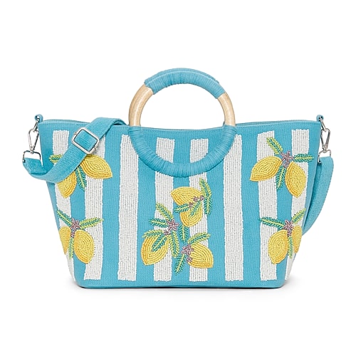 Click here for SOL and MER Beaded Lemon Tote Bag  One Size  Blue prices