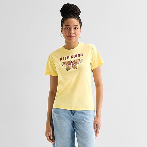 Click here for Butterfly Keep Going Boyfriend Tee Womens Juniors... prices