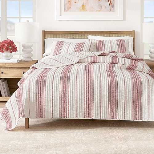 Click here for Linery Farmhouse Stripe Reversible Quilt Set  One... prices