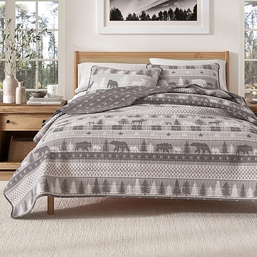 Click here for Linery Rustic Winter Quilt Set  One Size  Gray prices