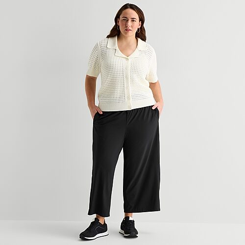 Click here for Stylus Womens Plus Wide Leg Mid Rise Cropped Pant... prices