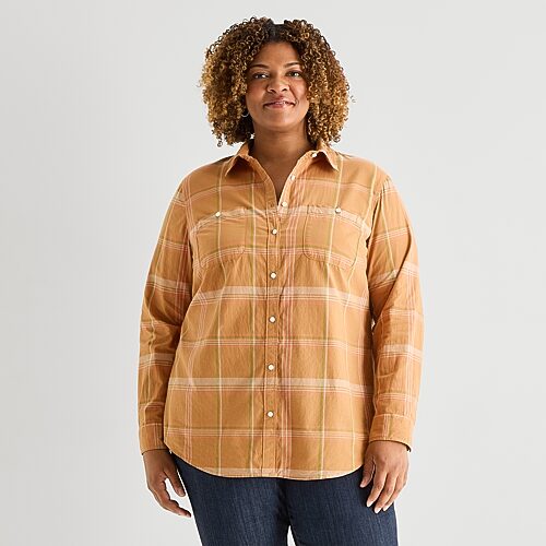 Click here for St. Johns Bay Womens Plus Cuffed Long Sleeve Regul... prices