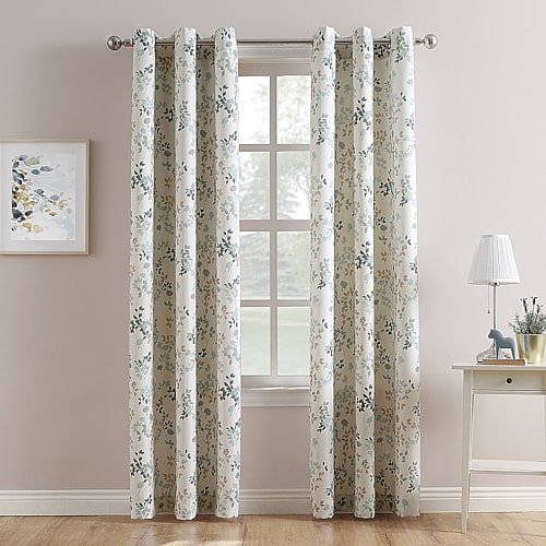 Click here for Mabel Floral Print Semi-Sheer Grommet Curtain Pane... prices