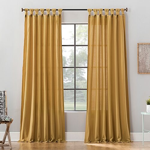 Click here for Washed Cotton Twist Tab Curtain - Mustard Yellow prices