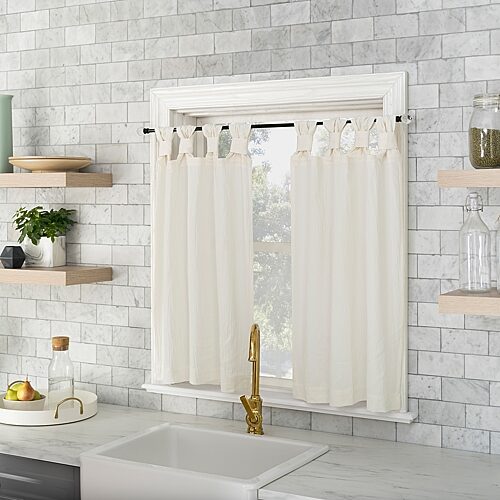 Click here for Washed Cotton Twist Tab Cafe Curtain Pair - Ivory prices