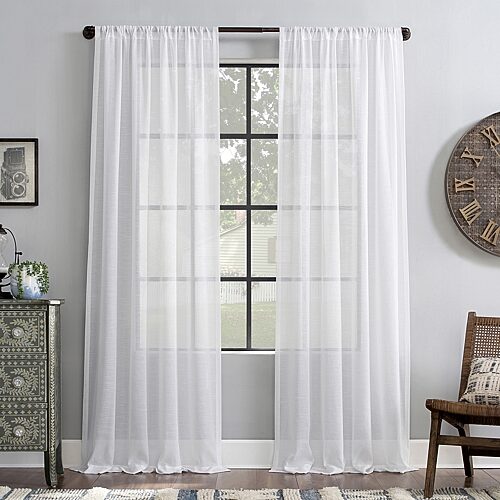 Click here for Slub Textured Linen Blend Curtain - White prices