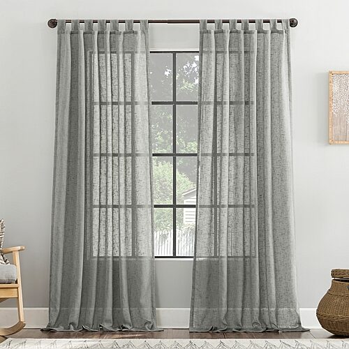 Click here for Burlap Weave Linen Blend Tab Top Curtain - Sterlin... prices