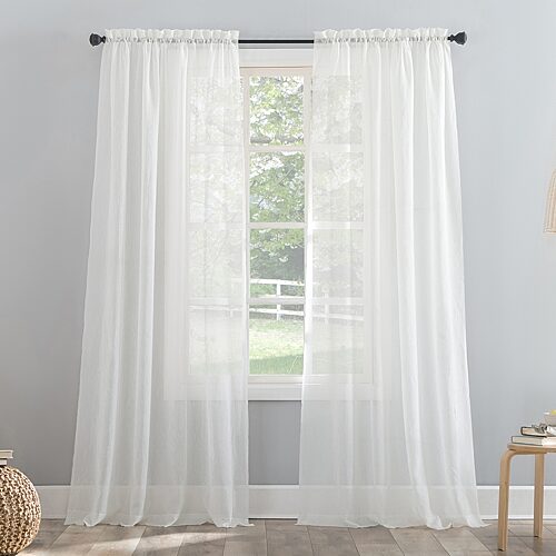Click here for Crushed Sheer Voile Rod Pocket Curtain Panel - Egg... prices