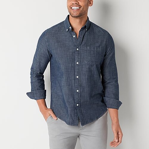 Click here for St. Johns Bay Chambray Mens Long Sleeve Classic Fi... prices