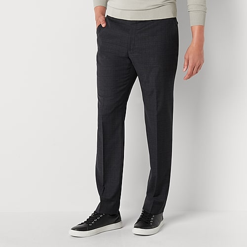 Collection By Michael Strahan Mens Plaid Modern Fit Flat Front Suit Pant  36 30  Gray
