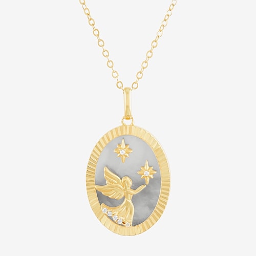 Click here for Womens White Mother Of Pearl 14K Gold Over Silver... prices