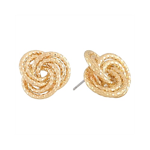 Click here for Monet Gold-Tone Diamond-Cut Love Knot Button Earri... prices