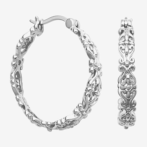 Click here for Womens Sterling Silver 27.4mm Hoop Earrings  One S... prices