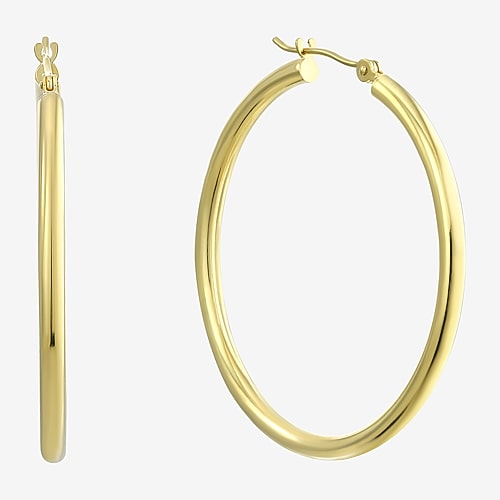 Click here for 10K Yellow Gold 39mm Hoop Earrings  One Size prices