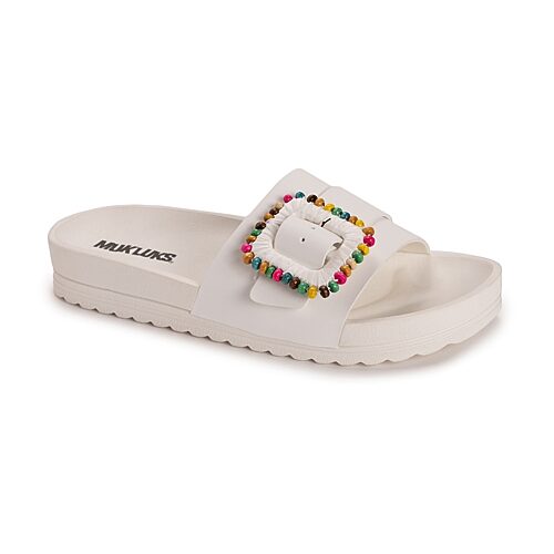 Click here for Muk Luks Womens Grand Colette Sandal - White prices