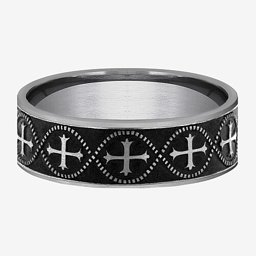 Click here for Crusader Cross Pattern Mens 7MM Tungsten Wedding B... prices