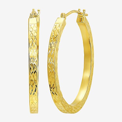 Click here for Womens 10K Gold 25mm Round Hoop Earrings  One Size... prices