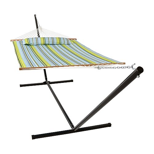 Click here for Outdoor 2-Person Quilted Fabric Hammock with Sprea... prices