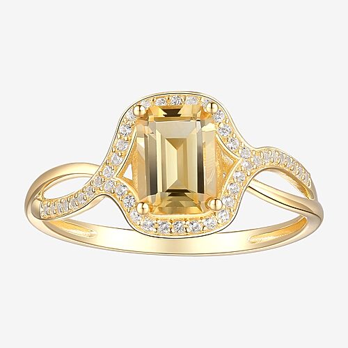 Click here for Womens Genuine Yellow Citrine 10K Gold Cocktail Ri... prices