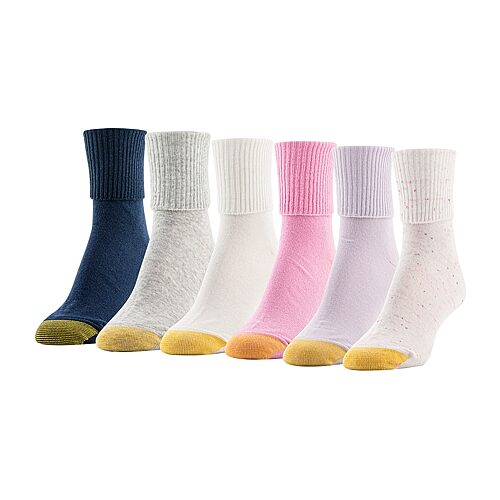 Click here for Womens Gold Toe(R) 6pk. Turn-Cuff Quarter Length S... prices