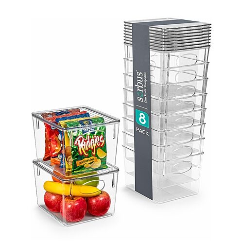 Click here for Sorbus 8 Pack Medium Clear Acrylic Storage Bins wi... prices