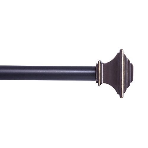 Kenney Fast Fit Mission 5/8 Inch Decorative Curtain Rod - Easy Install Window Treatment - Oil rubbed bronze