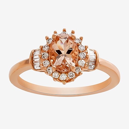 Click here for Gemstone & 1/4 C.T. T.W. Diamond 10K Gold Oval Hal... prices