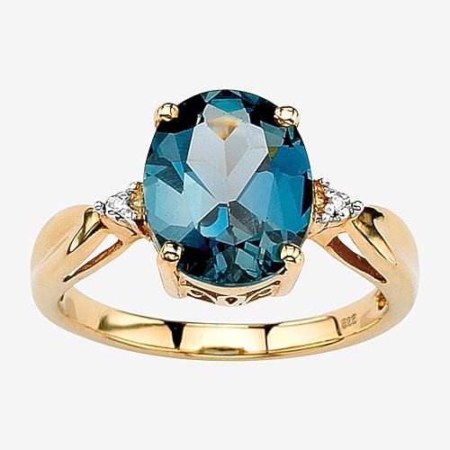 Click here for Womens Diamond Accent Genuine Blue Topaz 18K Gold... prices