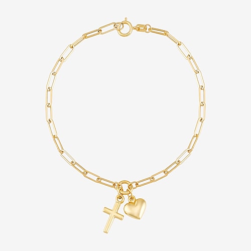 Click here for Gold Addiction Womens 14K Gold Cross Charm Bracele... prices