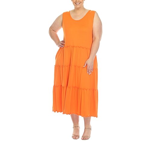 Click here for Plus Size White Mark Scoop Neck Tiered Midi Dress prices