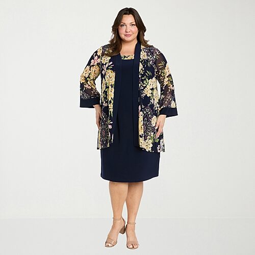 Click here for R & M Richards Womens Plus Floral Jacket Dress  14... prices