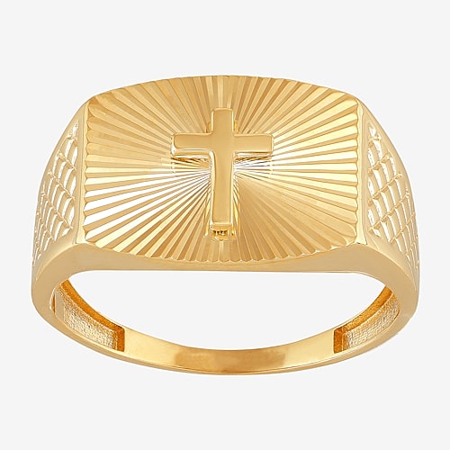 Click here for Mens 10K Gold Cross Signet Ring  9  Yellow prices