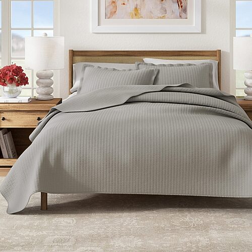 Click here for Linery Detailed Channel Stitch Reversible Quilt Se... prices