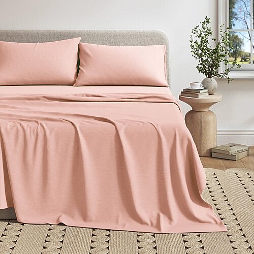 Click here for Linery Heathered Jersey Sheet Set  One Size  Pink prices