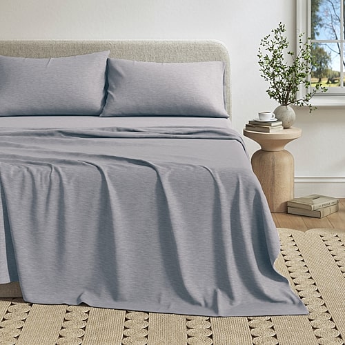 Click here for Linery Heathered Jersey Sheet Set  One Size  Blue prices
