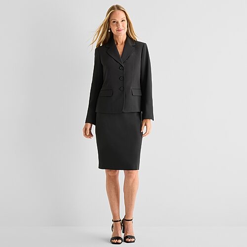 Click here for Le Suit 2-pc. Knee Length Skirt Suit  10  Black prices