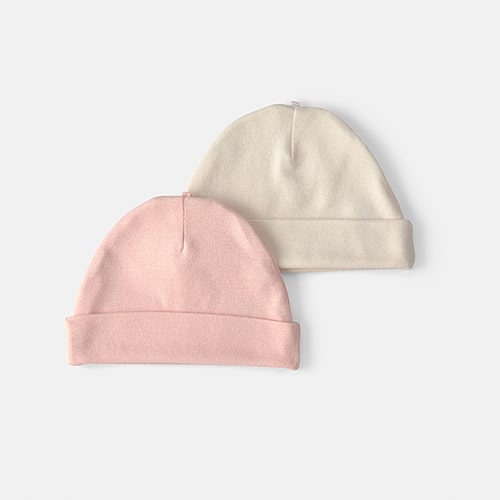 Click here for Carters Baby Girls Newborn Caps  2-Pack - Pink/Ivo... prices
