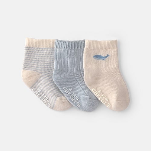 Click here for Carters Baby Boys 3 Pair Baby Booties  Newborn  Bl... prices