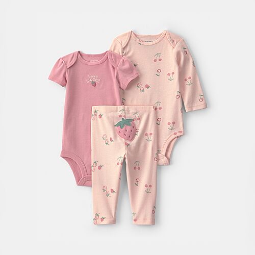 Click here for Carters Baby Girls Strawberry Bodysuit & Pant 3-Pi... prices