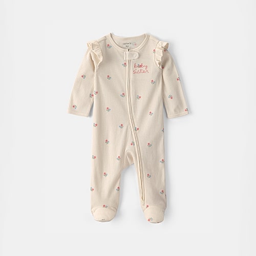 Click here for Carters Baby Girls 2-Way Zip Sleep & Play - Ivory/... prices