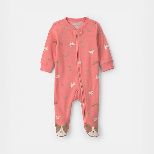 Click here for Carters Baby Girls 2-Way Zip Sleep & Play - Pink/D... prices