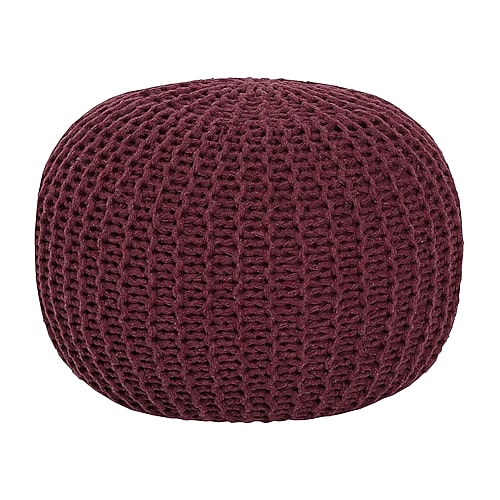 Urban Shop Round Knit Pouf Ottoman  One Size  Red