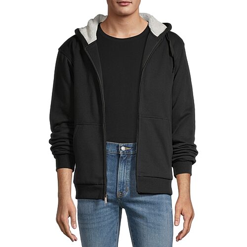 Click here for Sherpa-Lined Hoodie Jacket  Medium  Black prices