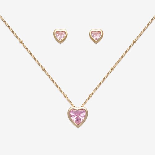 Click here for Mixit Womens Pink Cubic Zirconia Heart Hypoallerge... prices