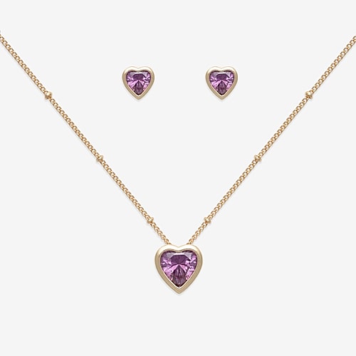 Click here for Mixit Womens Purple Cubic Zirconia Heart Hypoaller... prices