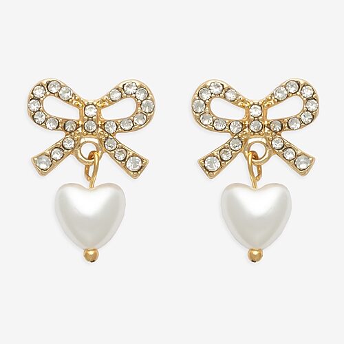 Click here for Mixit Womens Glass Simulated Pearl Bow Heart Drop... prices