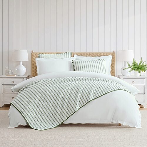 Click here for Martha Stewart Core Ticking Stripe Easy Care Quilt... prices