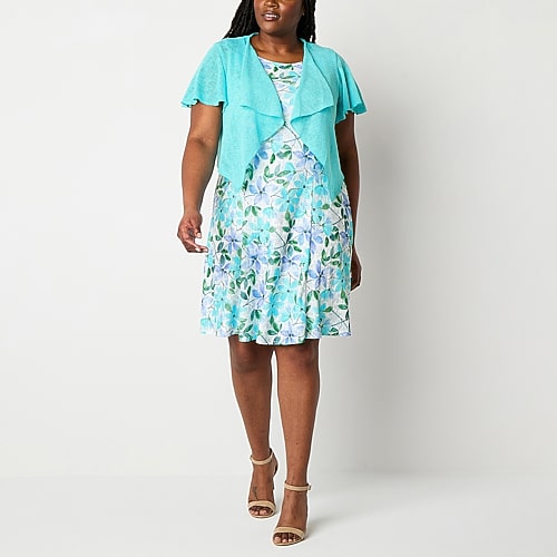 Click here for Perceptions Womens Plus Floral Jacket Dress  1x  B... prices