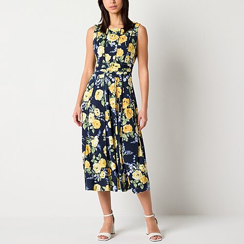 Click here for Perceptions Womens Petite Midi Round Neck Sleevele... prices