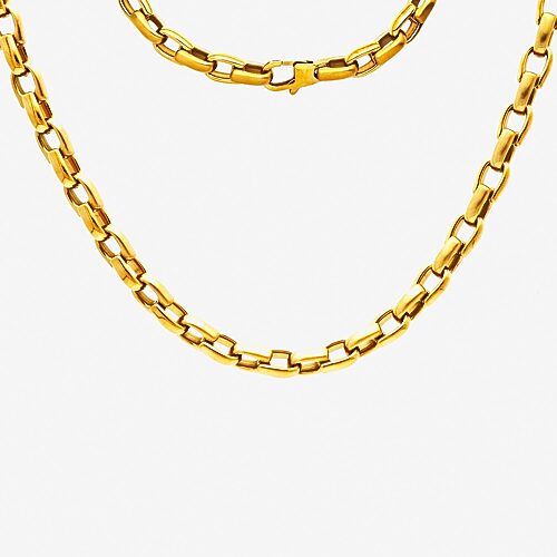 Click here for Mens 14K Gold Over Stainless Steel 24 Inch Link Ch... prices